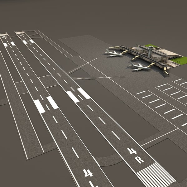 3d small airport scene