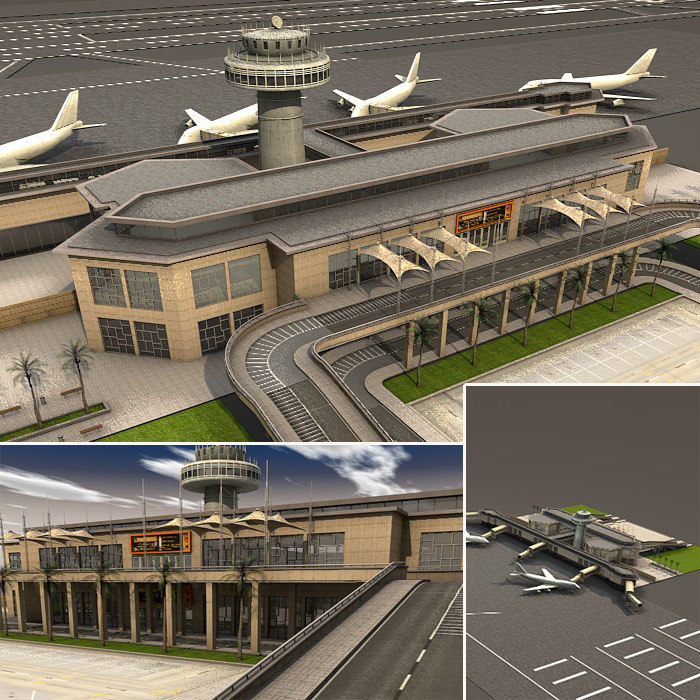 3d small airport scene
