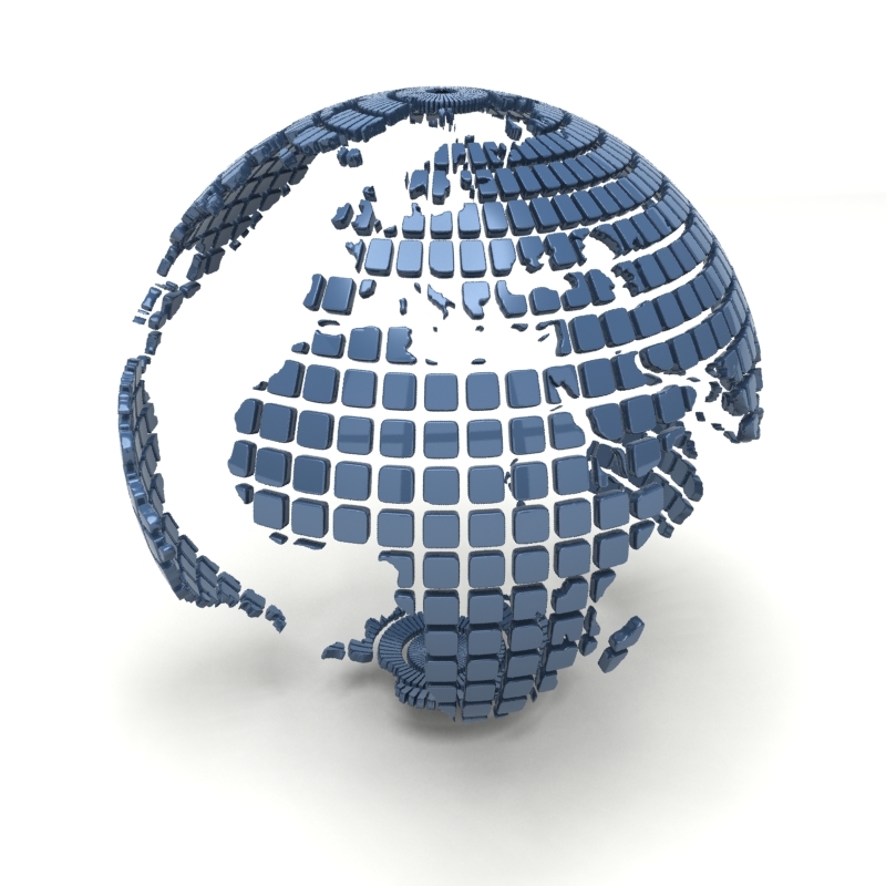 3d globe squares model