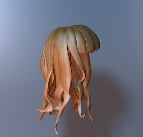 3d model cartoon girl hair