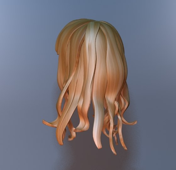 3d model cartoon girl hair
