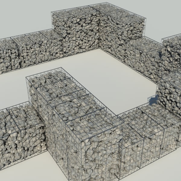 gabion stone walls 3d model