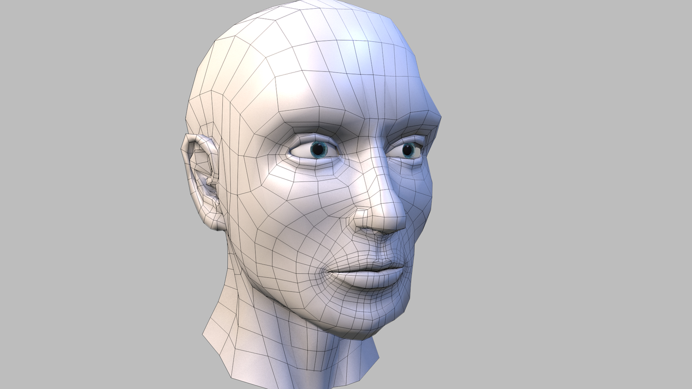 realistic male head topology 3d obj