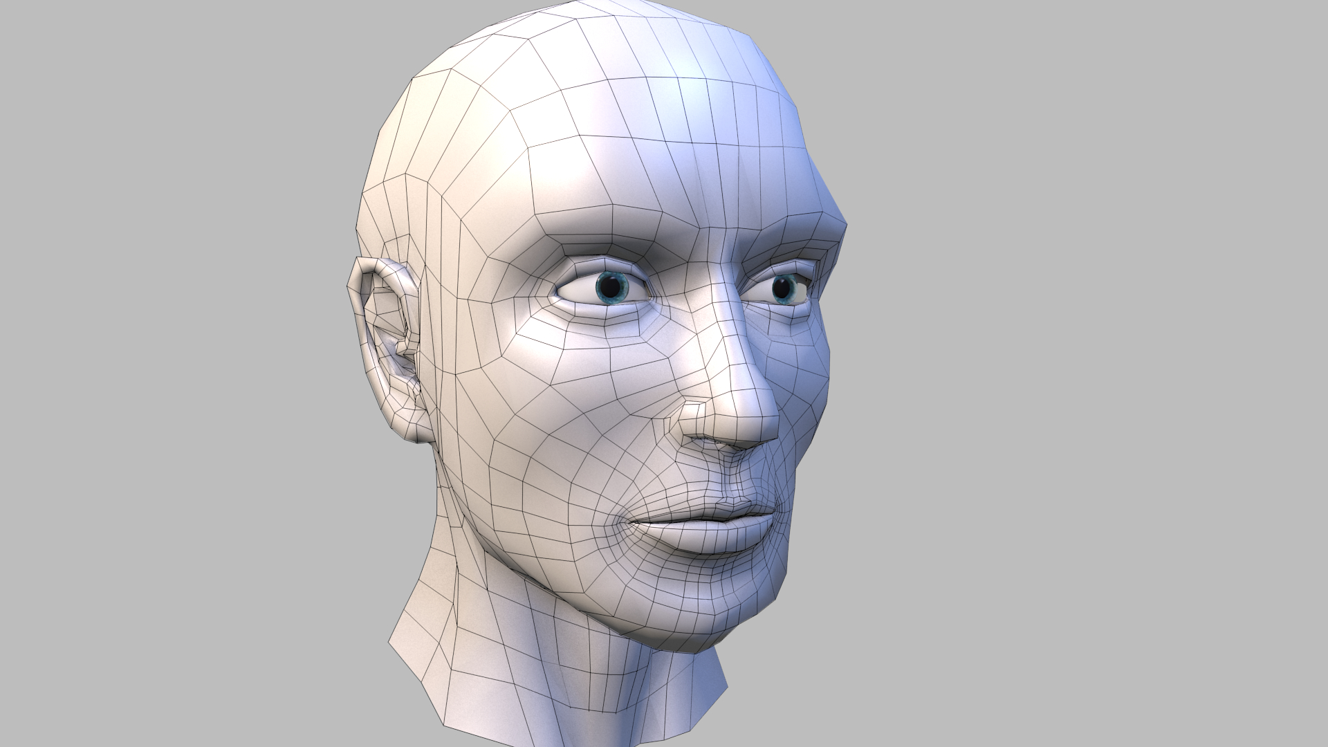 realistic male head topology 3d obj