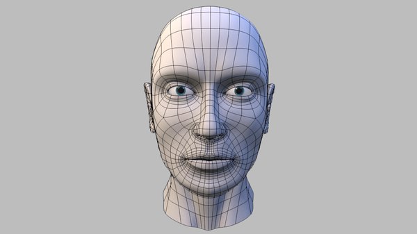 realistic male head topology 3d obj