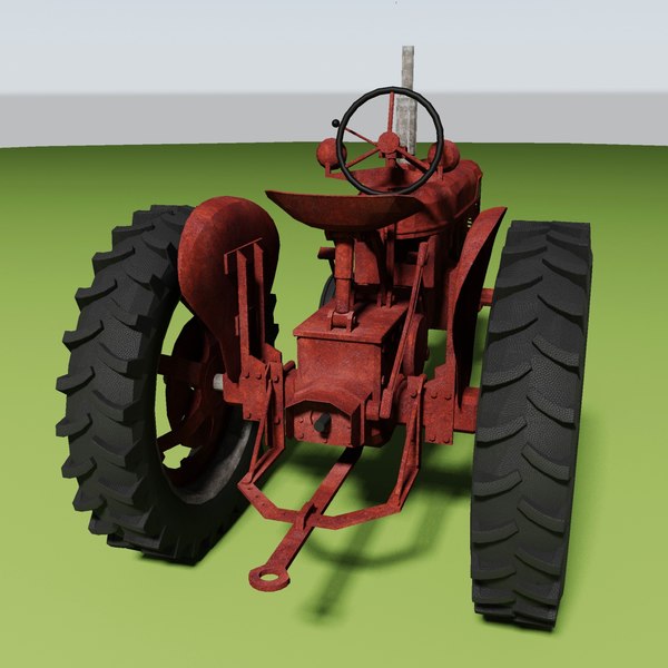 rusty old tractor 3d model