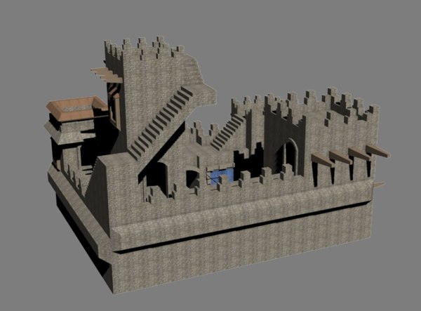 small stone castle fort 3d model
