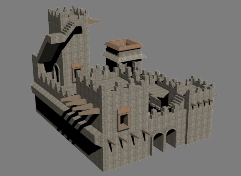 small stone castle fort 3d model