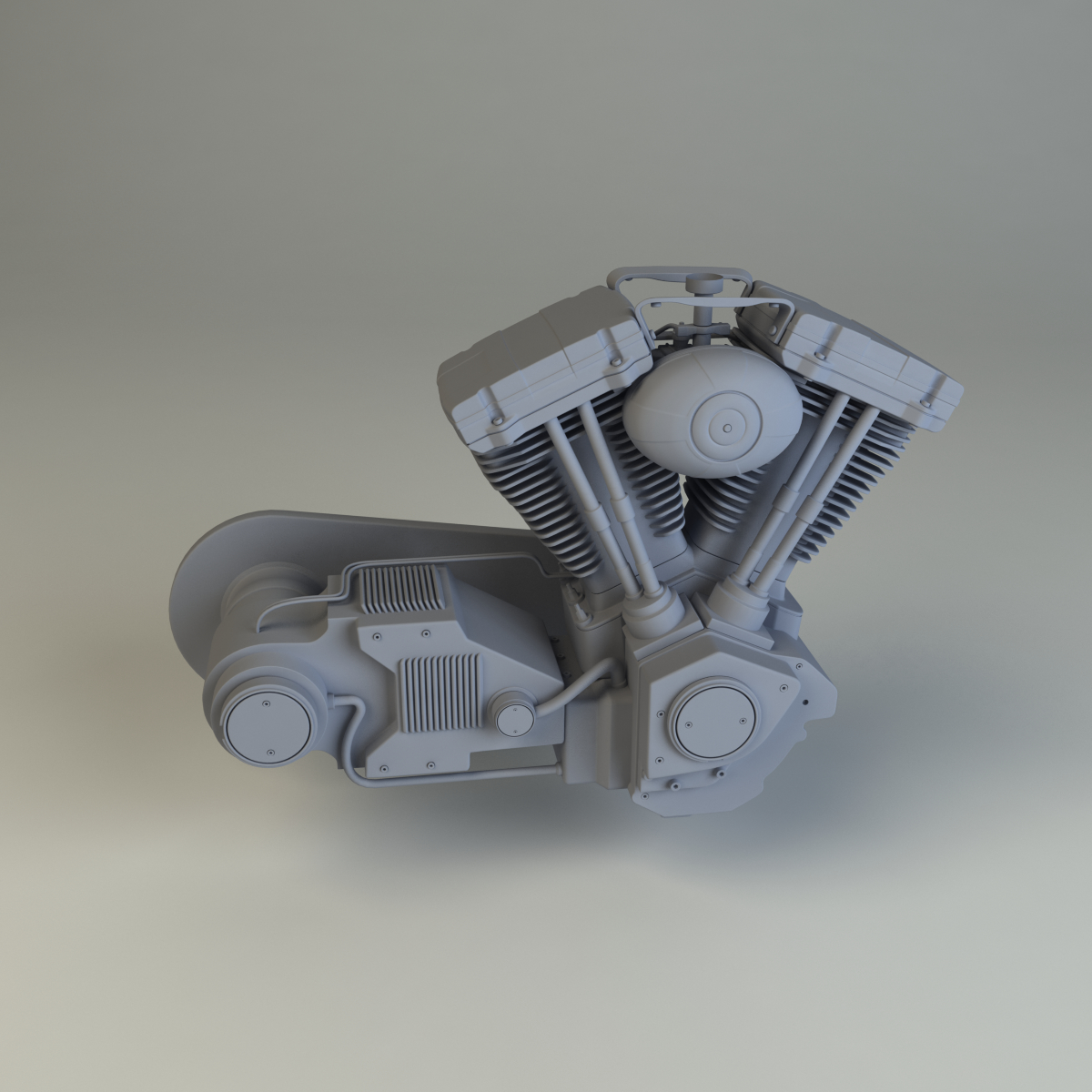 3d v-twin chopper engine model