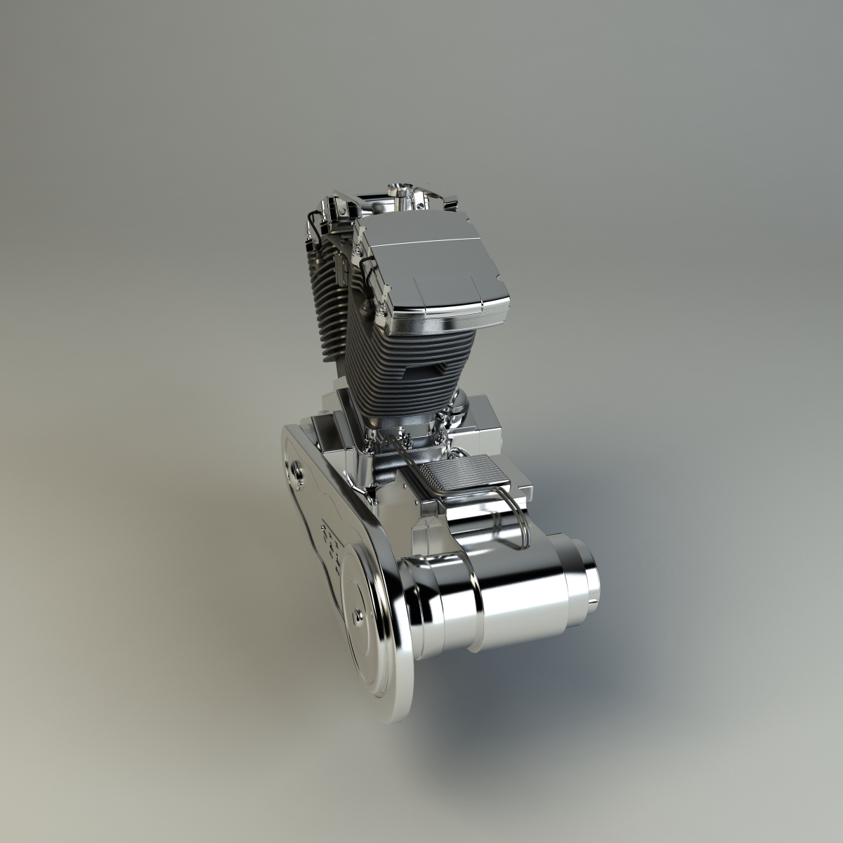 3d v-twin chopper engine model