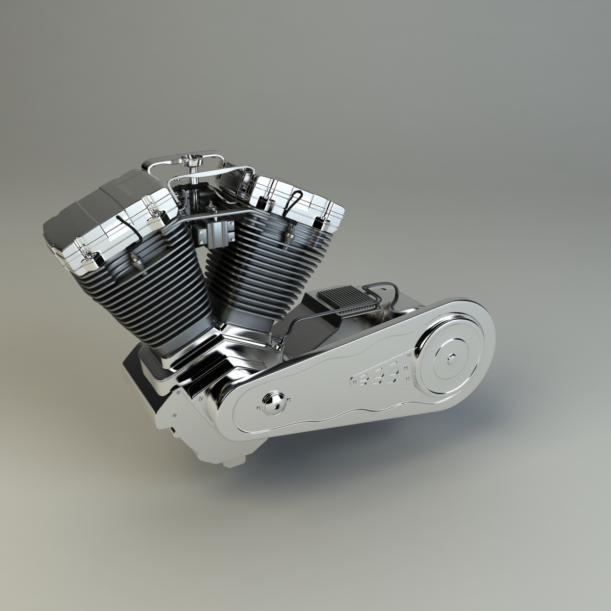 3d v-twin chopper engine model