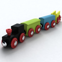 3d colorful wood locomotive toy model