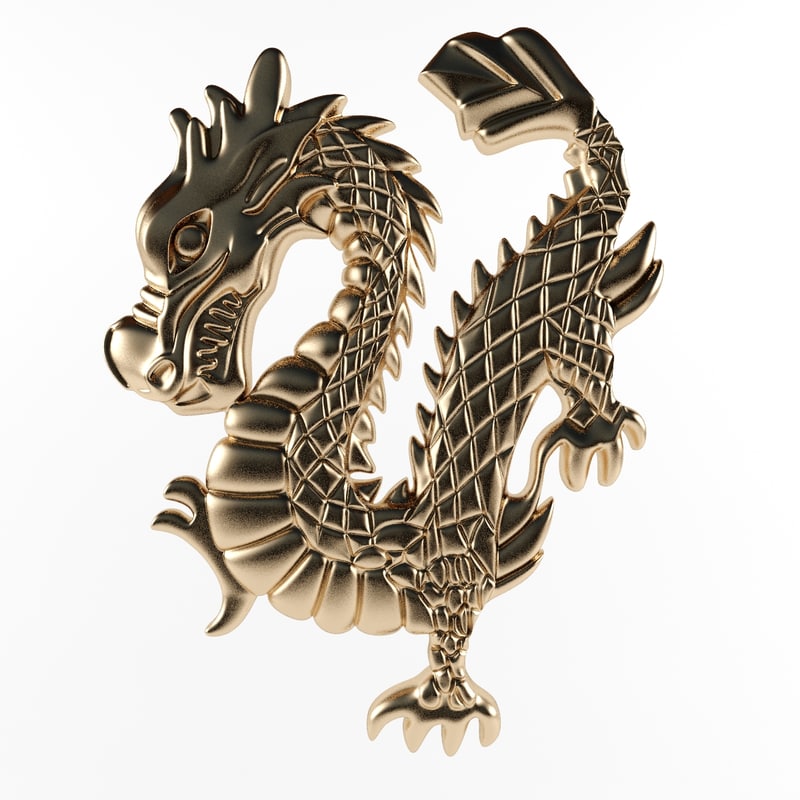 3d bas-relief dragon