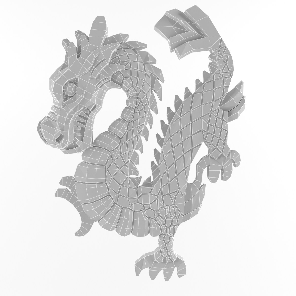 3d bas-relief dragon