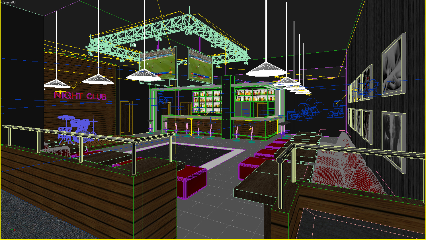 interior sport bar 3d max