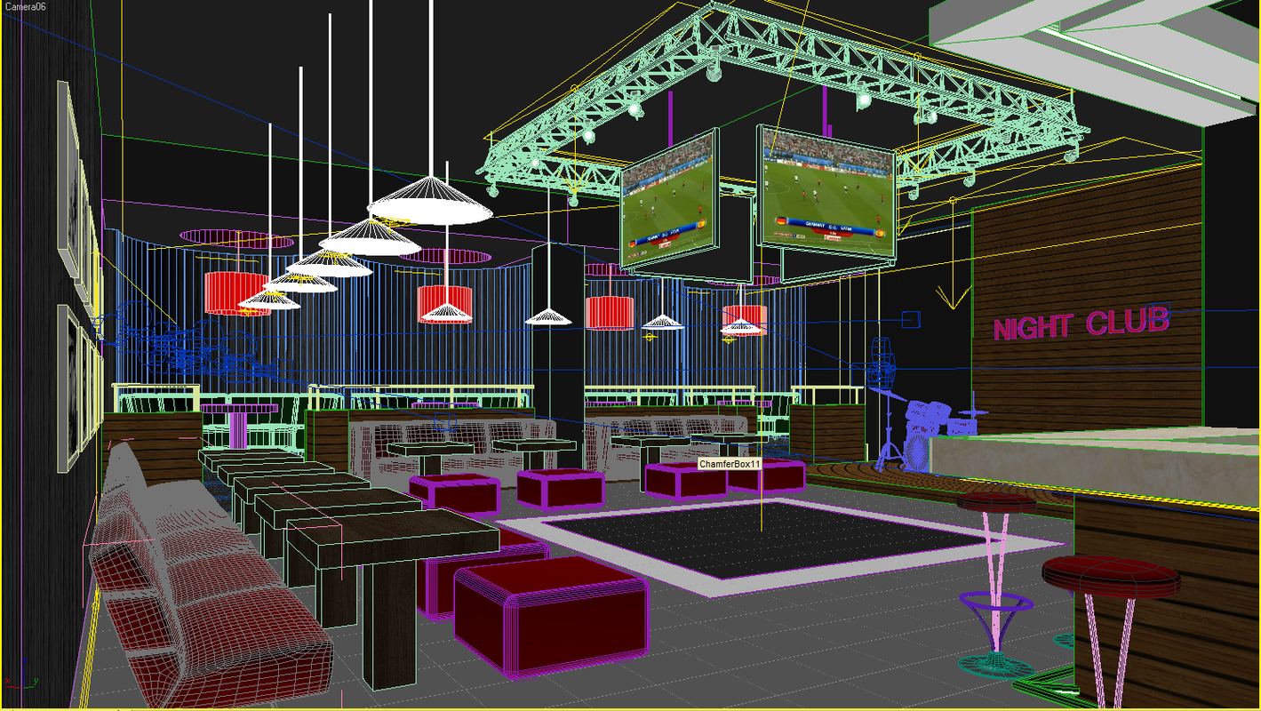 interior sport bar 3d max