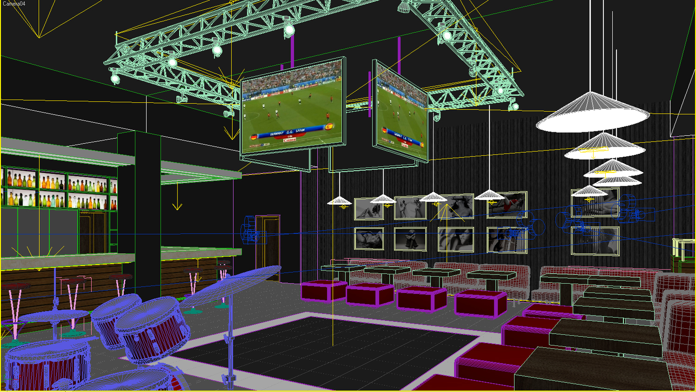 interior sport bar 3d max