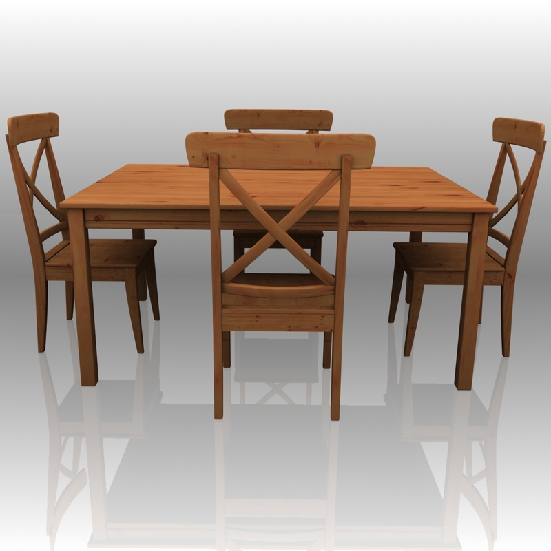 classic kitchen table chairs 3d model