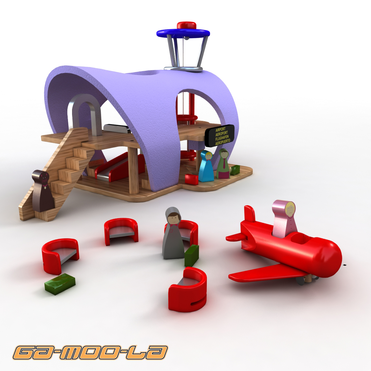 maya children wooden toy airport