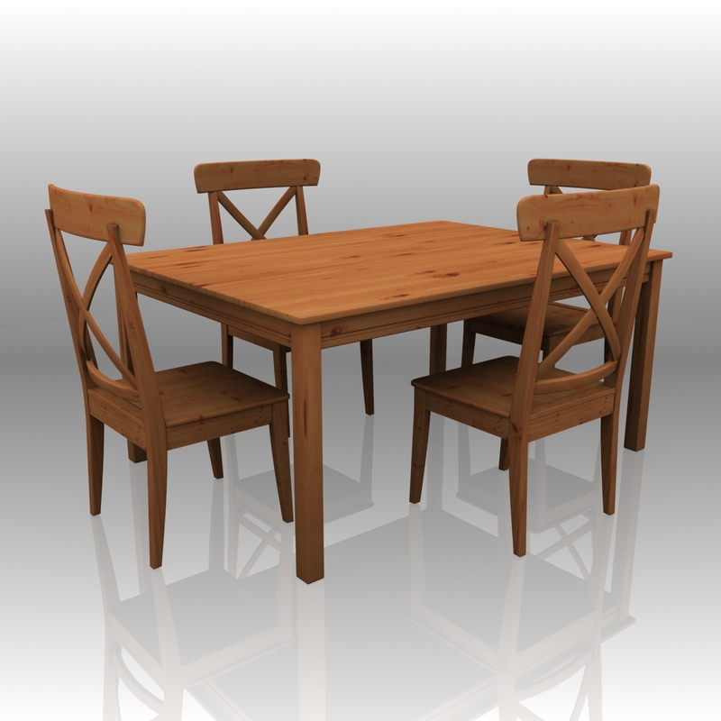 classic kitchen table chairs 3d model
