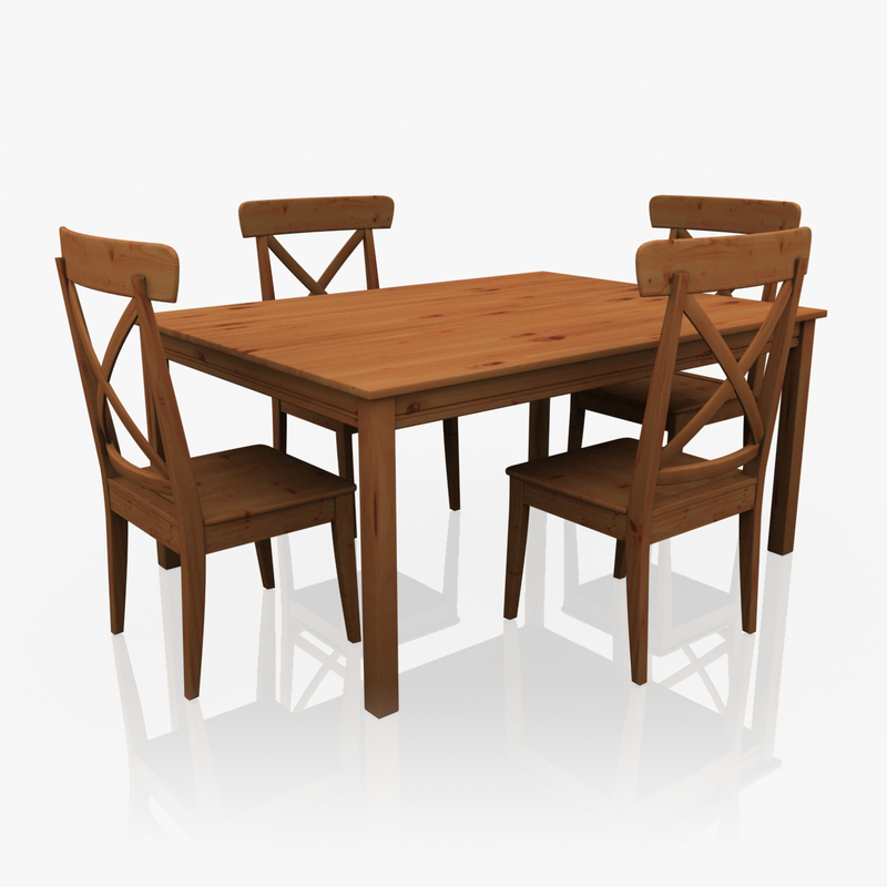 classic kitchen table chairs 3d model