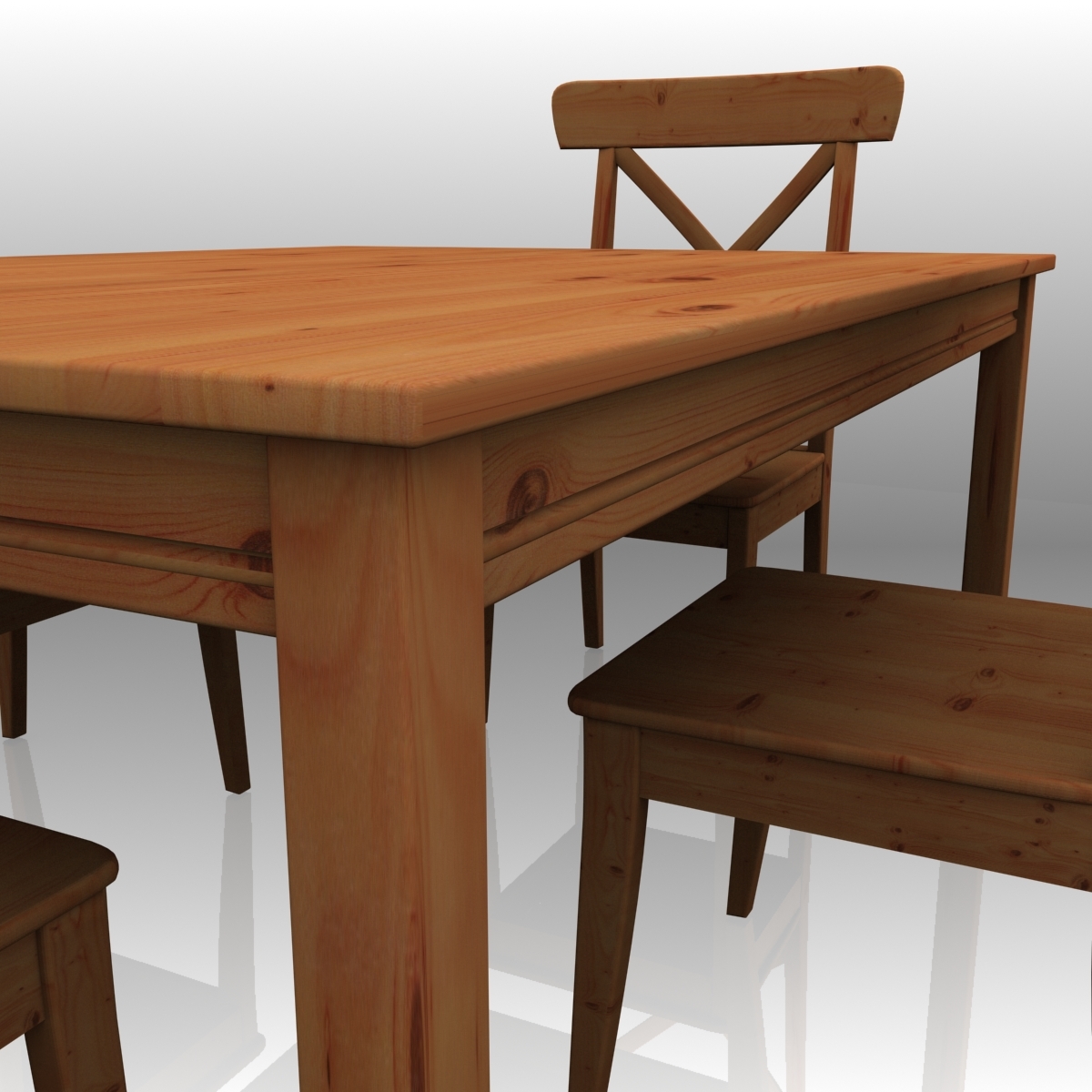 classic kitchen table chairs 3d model