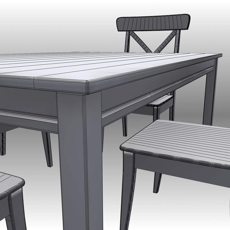 classic kitchen table chairs 3d model