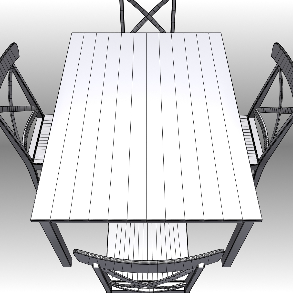 classic kitchen table chairs 3d model