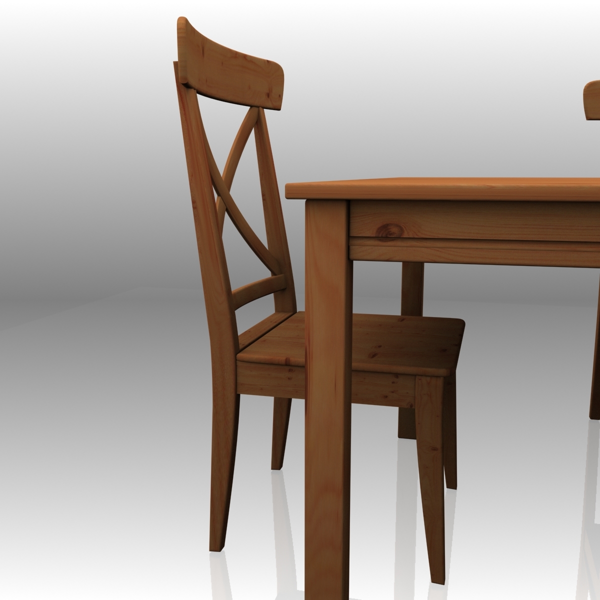 classic kitchen table chairs 3d model
