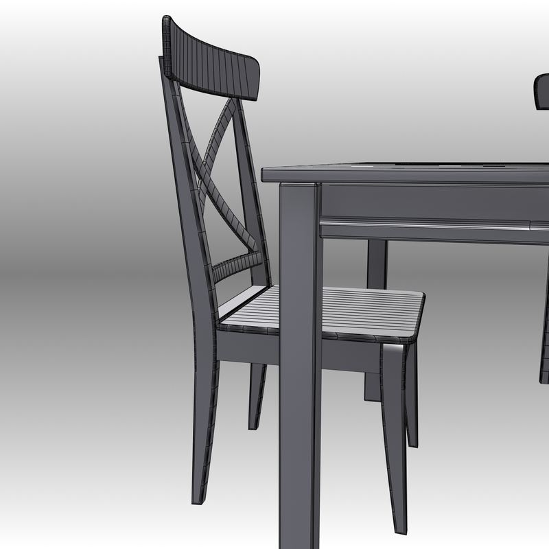 classic kitchen table chairs 3d model
