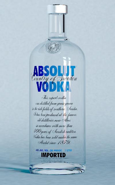 realistic absolut vodka bottle cap 3d max
