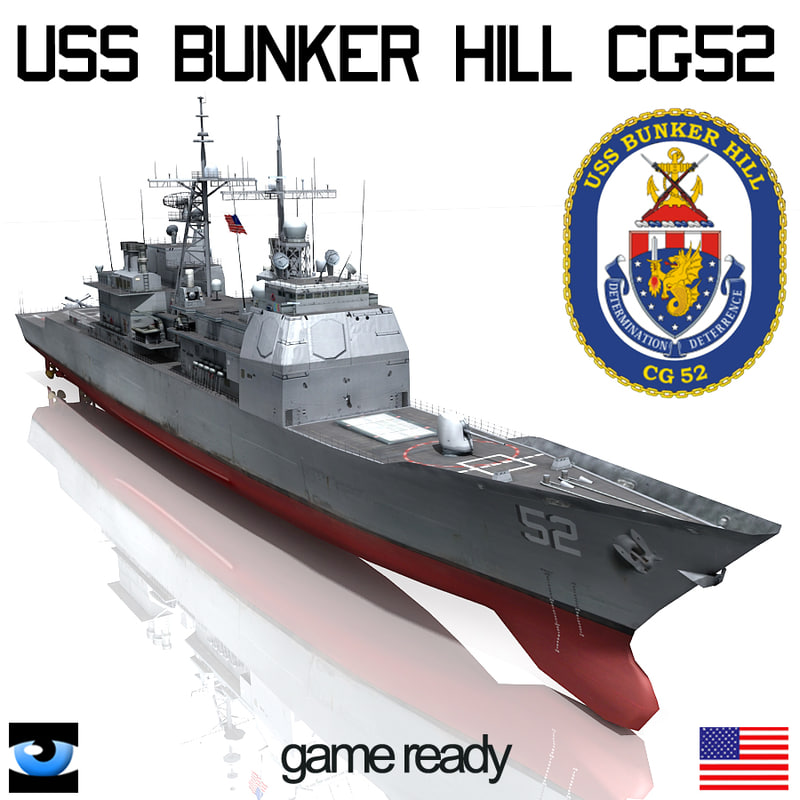 3d model uss bunker hill cg-52