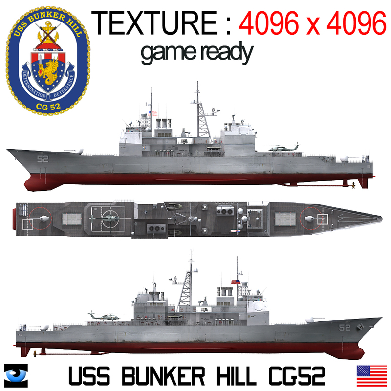 3d model uss bunker hill cg-52