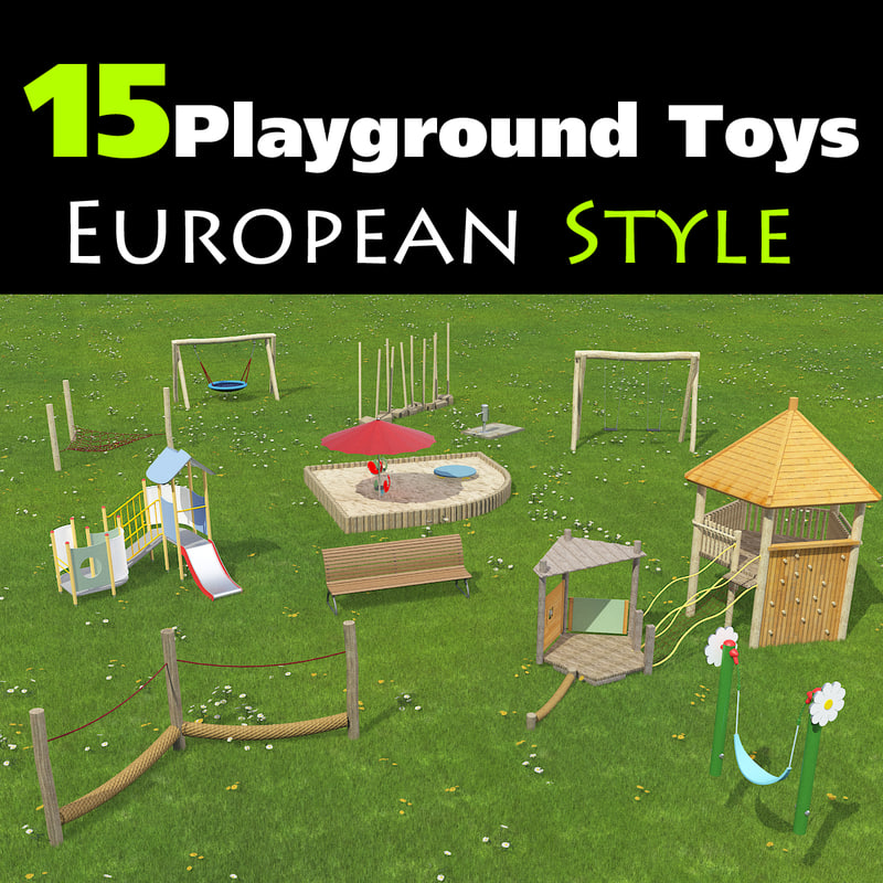 set 15 playground toys obj