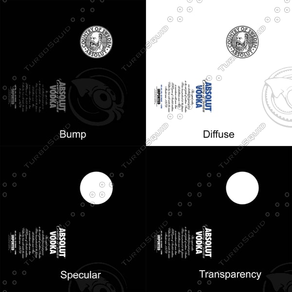 realistic absolut vodka bottle cap 3d max