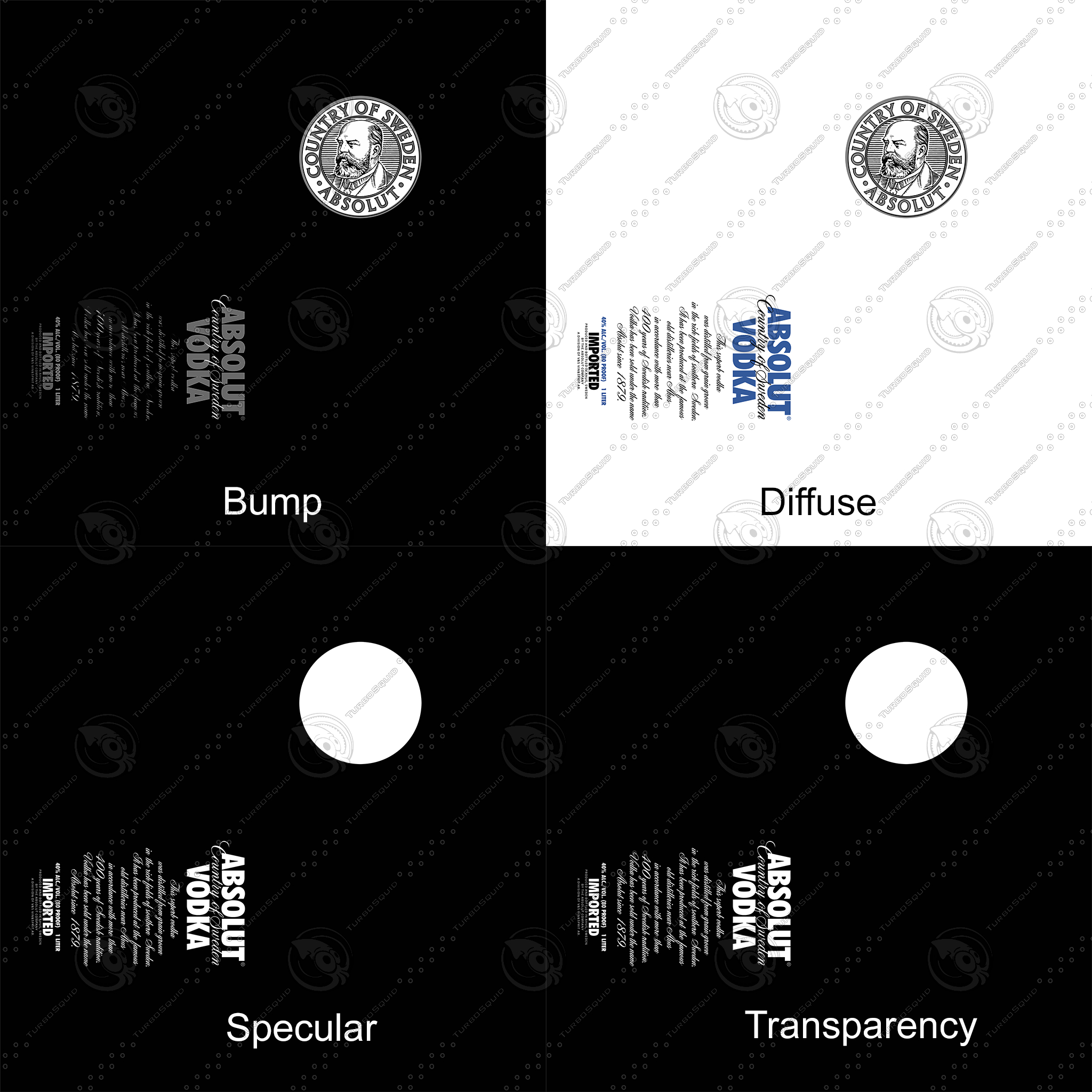 realistic absolut vodka bottle cap 3d max