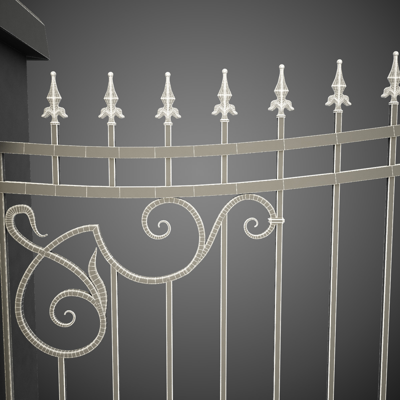 3d wrought iron fence metal model