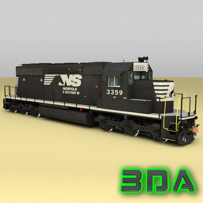 emd sd40-2 engines ns 3d max