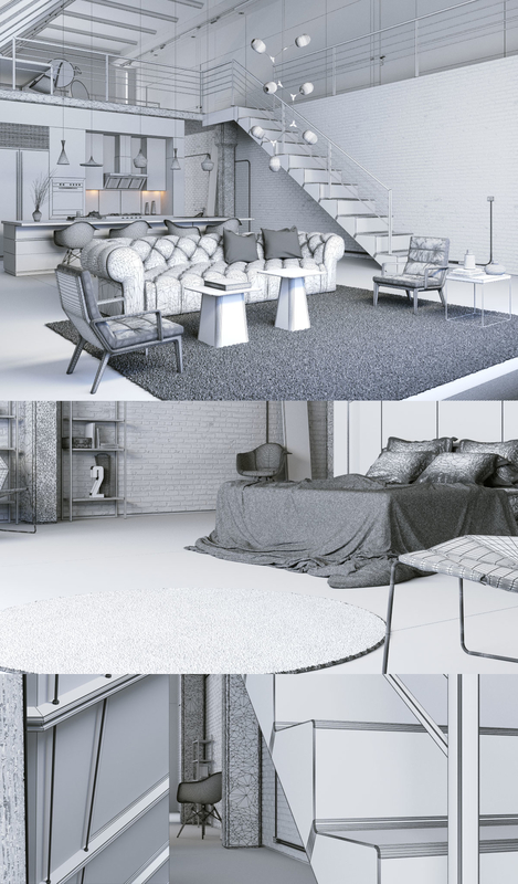 scenes loft 3d model