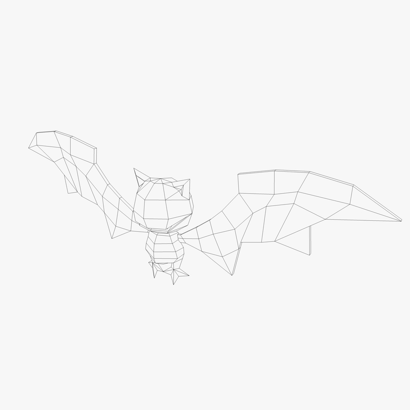 simple cartoon bat 3d 3ds