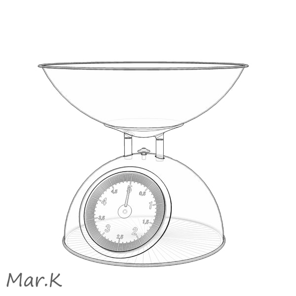 3d retro kitchen scale