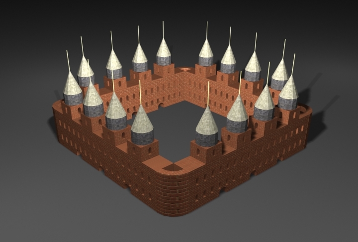 free castle autocad 3d model