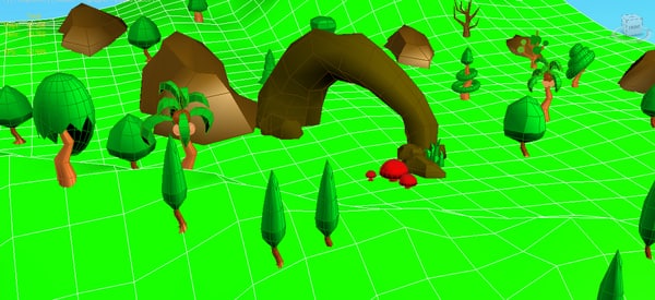 3d terrain cartoon trees model