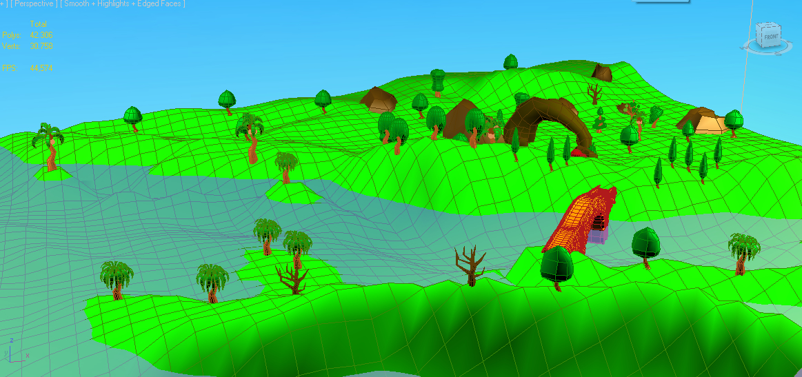 3d terrain cartoon trees model