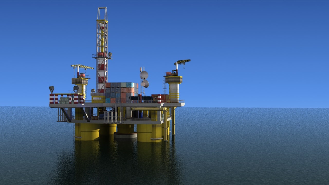 3d model of oil platform scene level