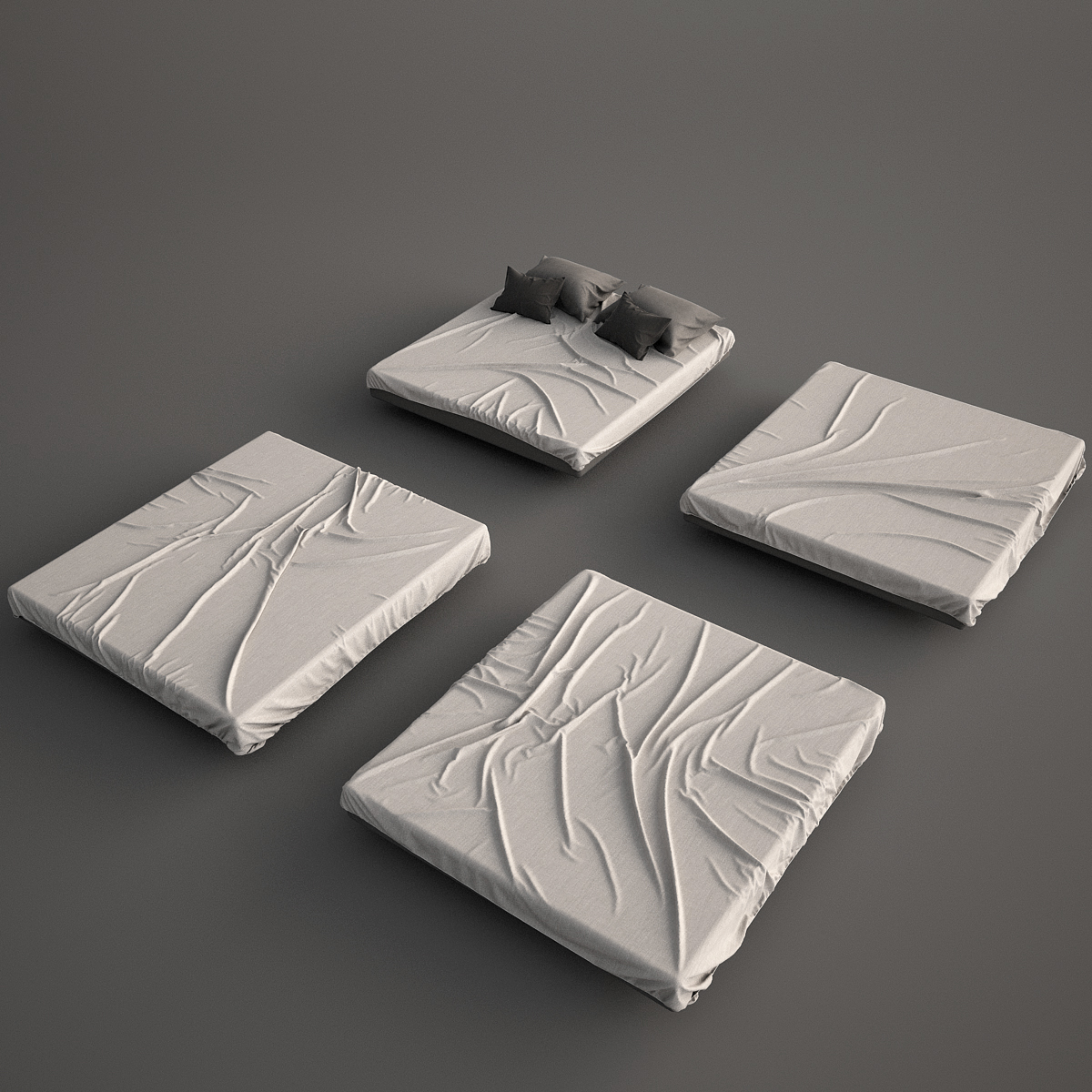3d model bed mattress sheet set