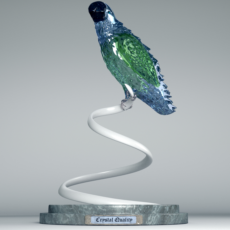 obj crystal bird figurine
