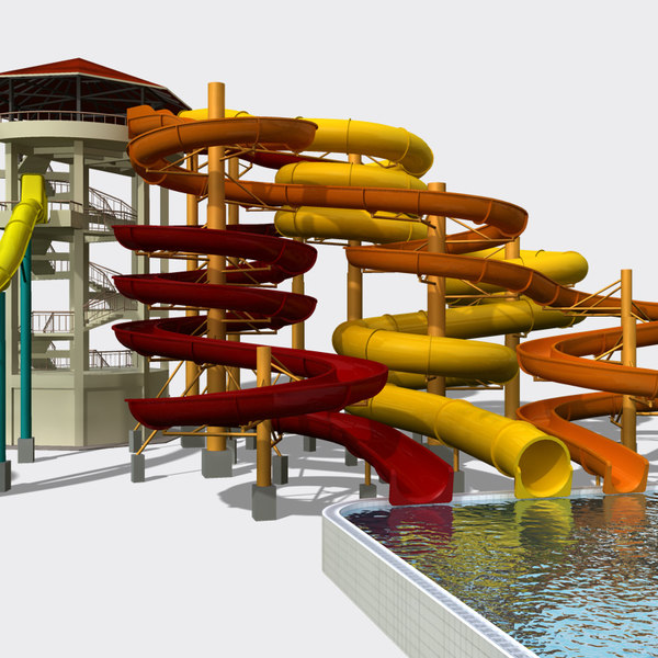 water slides set 3d model