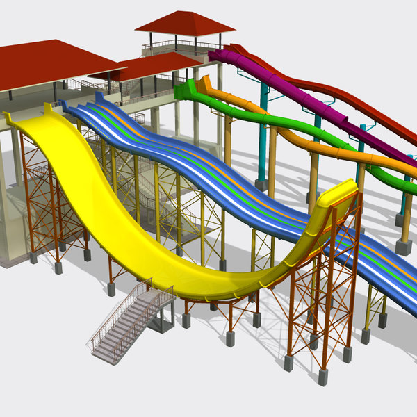 water slides set 3d model
