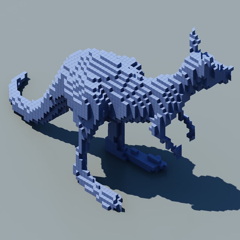 3d model pixel kangaroo